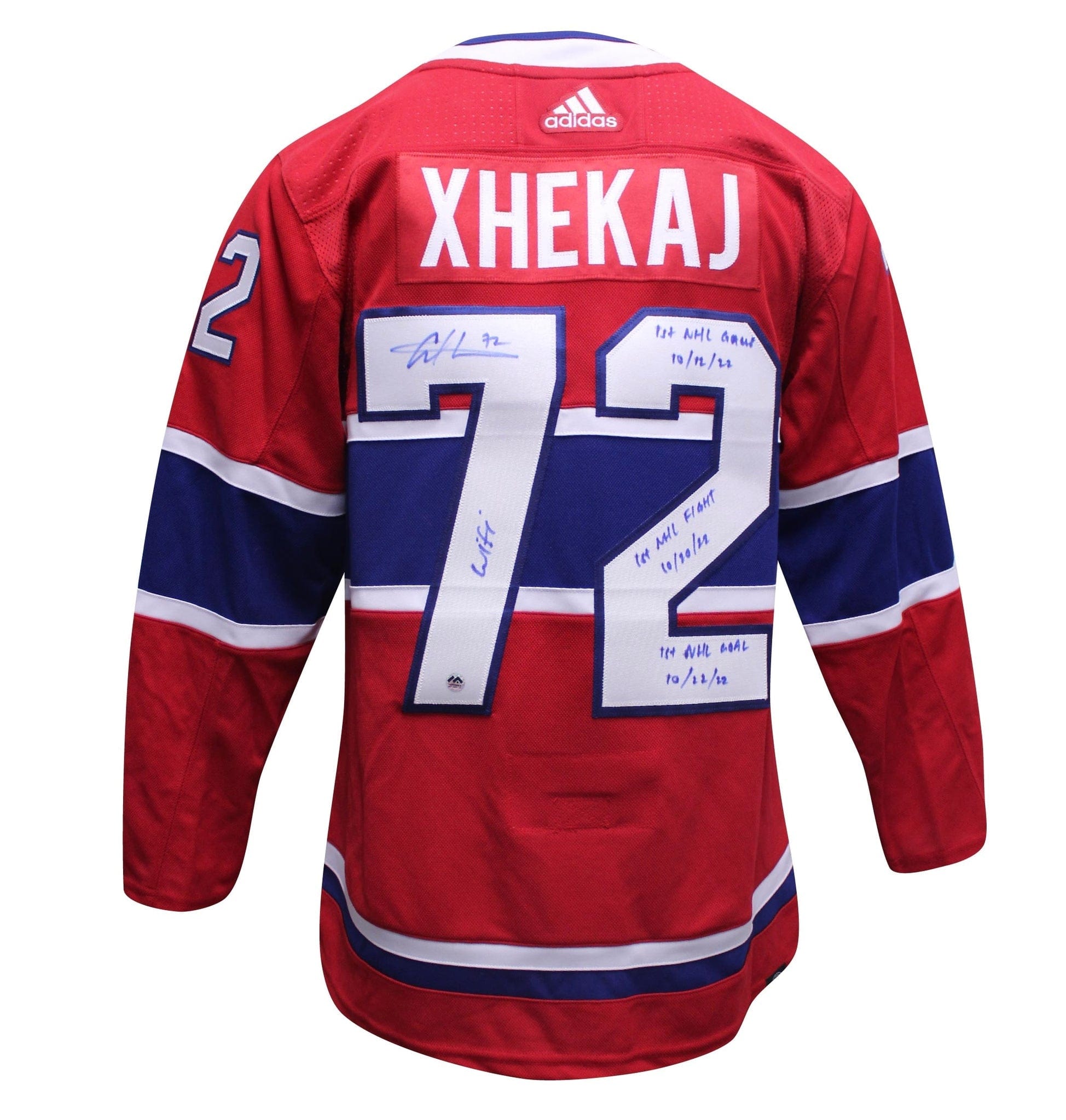 Arber Xhekaj Autographed & Inscribed (x4) Adidas Authentic Jersey